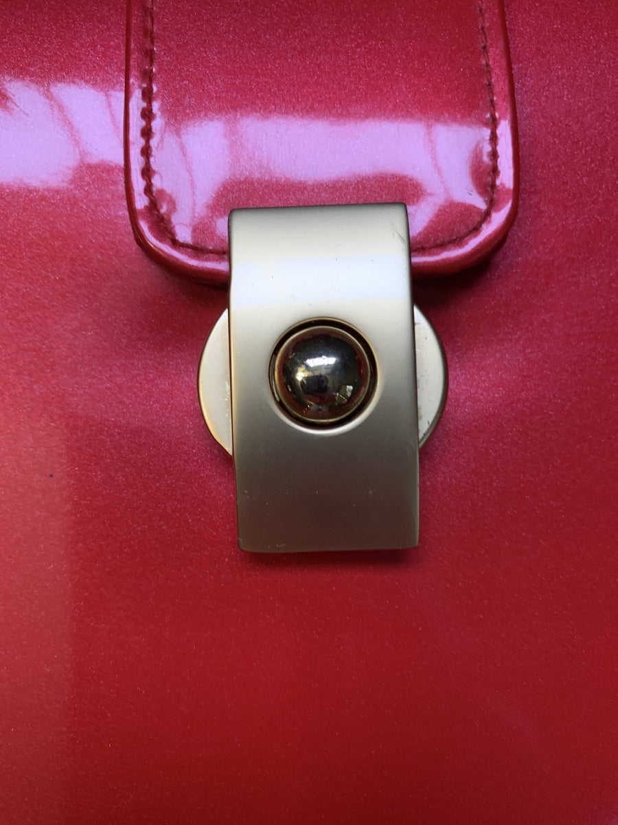 Vintage 1950s Red Patent Leather Purse or Shoulder Bag with Gold Tone