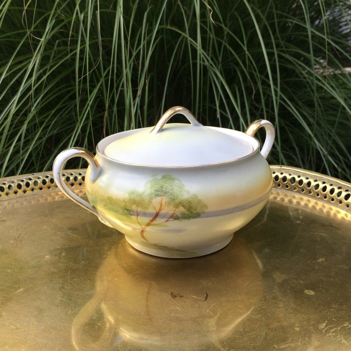 Vintage Nippon China Bowl and Lid. Early 1900s Hand Painted Nippon Chi